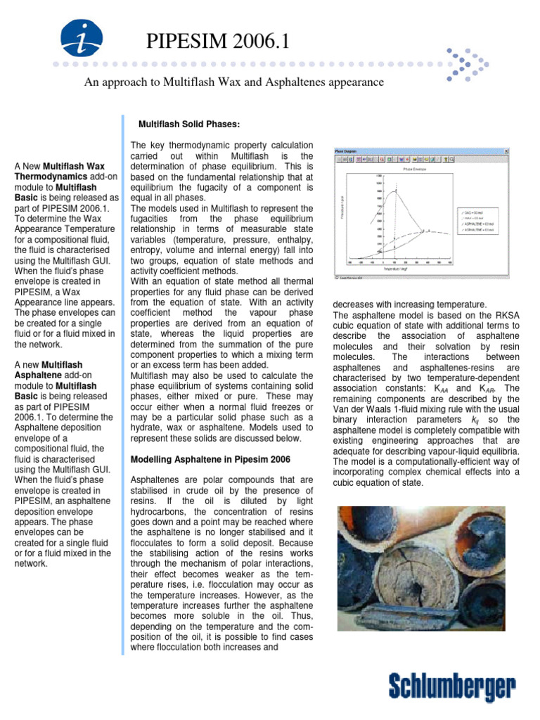 Pipesim 2006 - Solid Phases Brochure | PDF