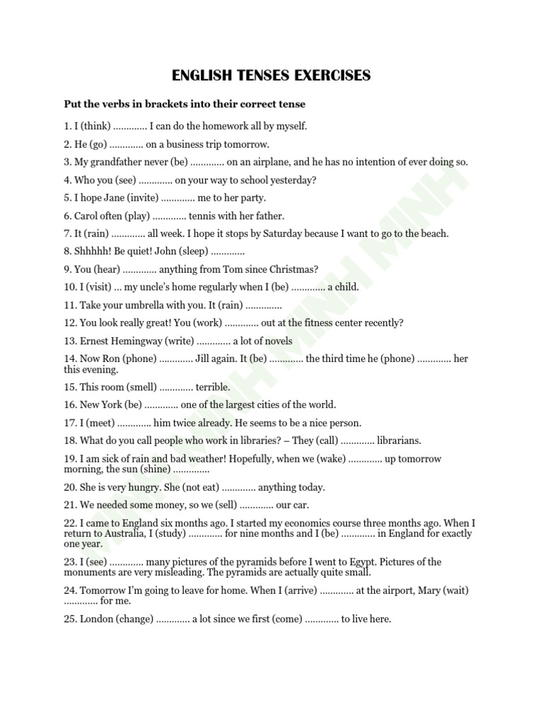 English Tenses Exercises with Answers | PDF