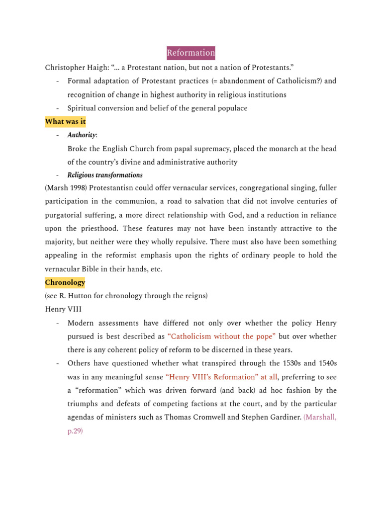 British History 1500-1700 Revision Notes | PDF | Protestantism ...