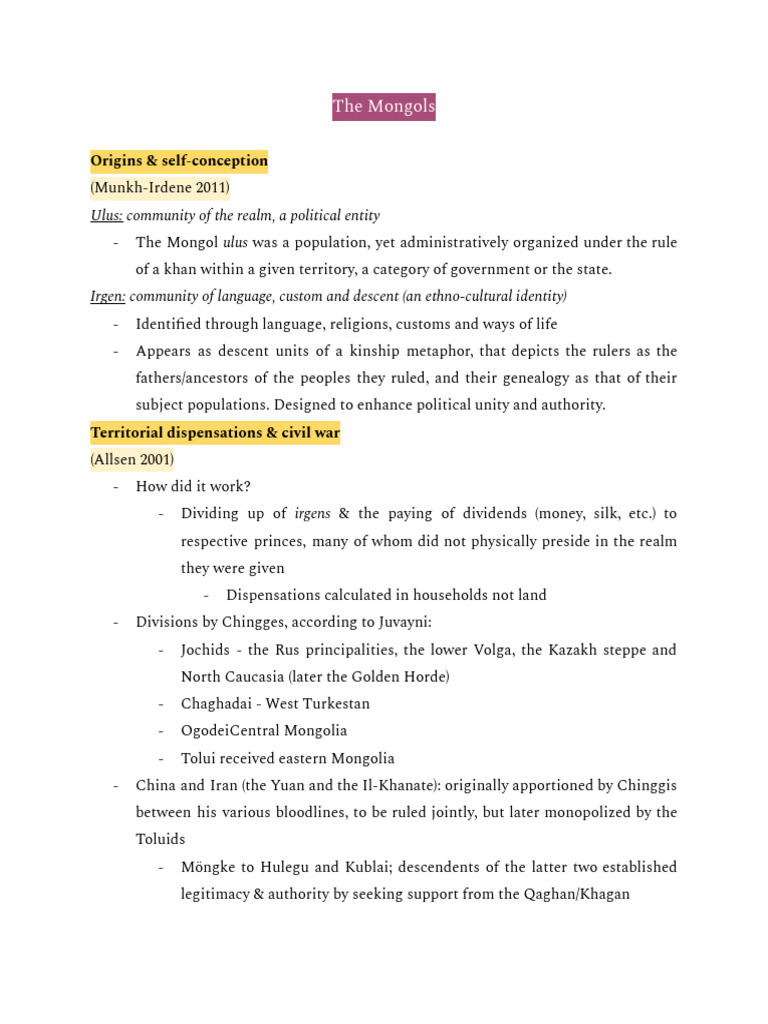 EWP 1100-1300 Revision Notes - Mongols, Song, Crusades | PDF | Crusades ...