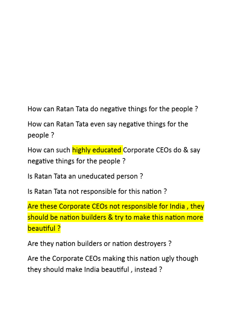 Ratan Tata: Nation Builder or Destroyer? | PDF
