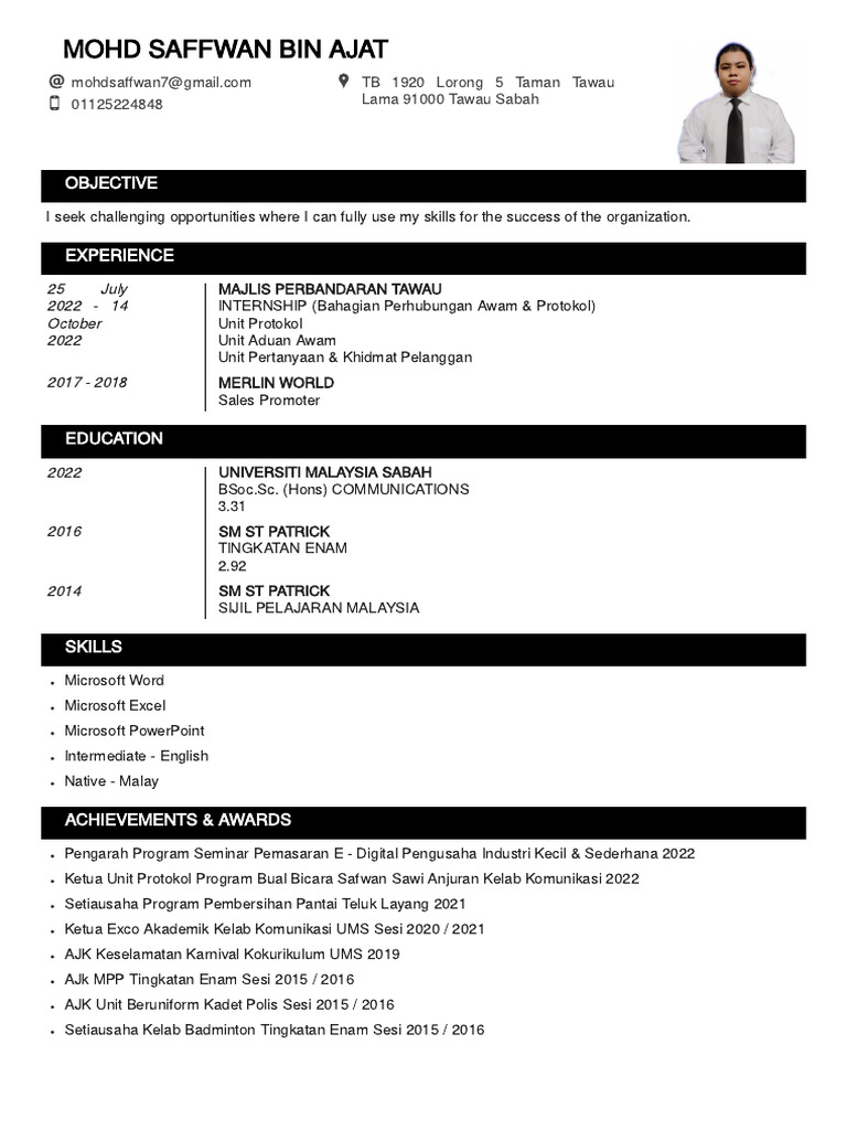 Mohd Saffwan Resume | PDF