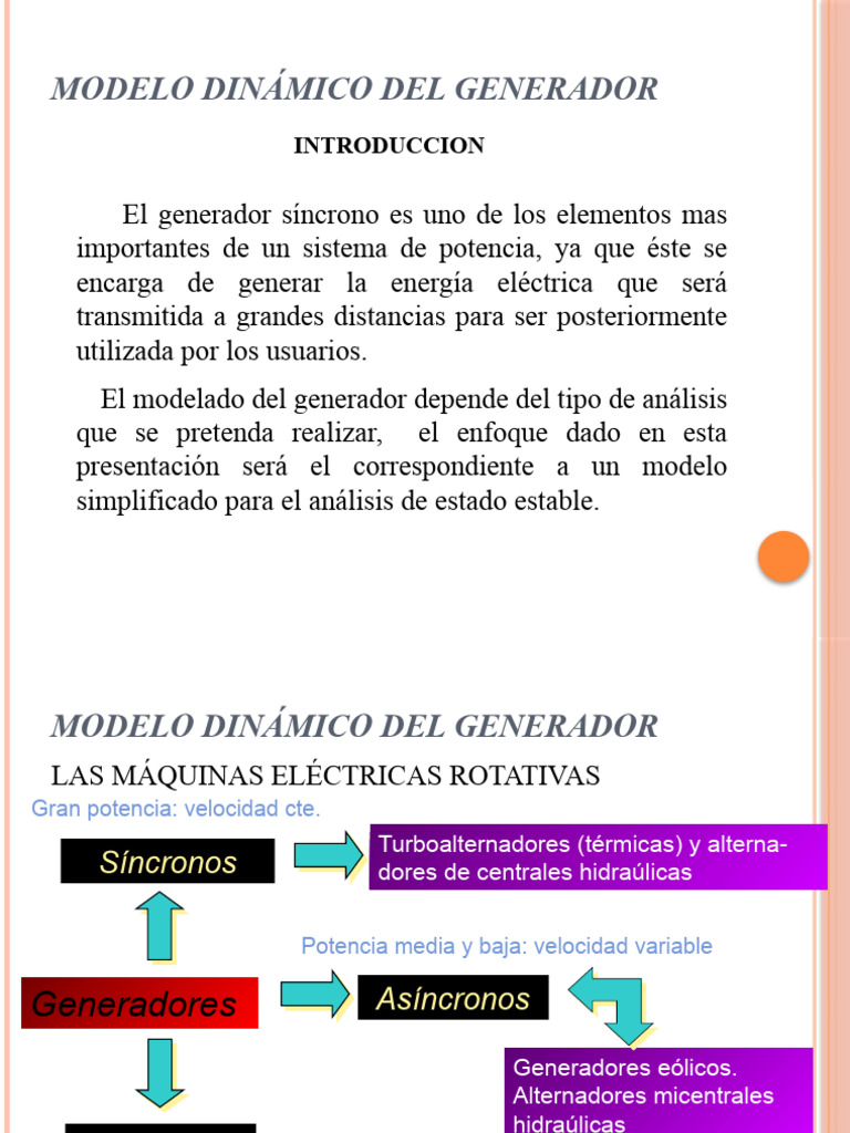 Modelo Dinámico del Generador Síncrono | PDF | Generador eléctrico ...