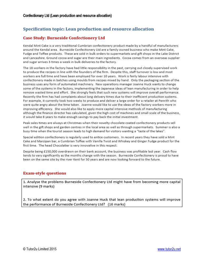 5 - Lean Production and Resource Allocation Case Study | PDF | Lean Manufacturing | Economies
