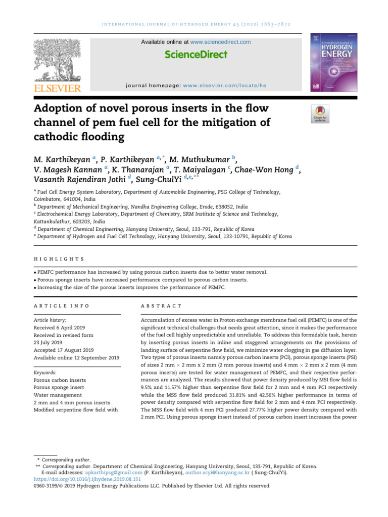 Adoption of Novel Porous Inserts in The Flow Channel - 2020 ...