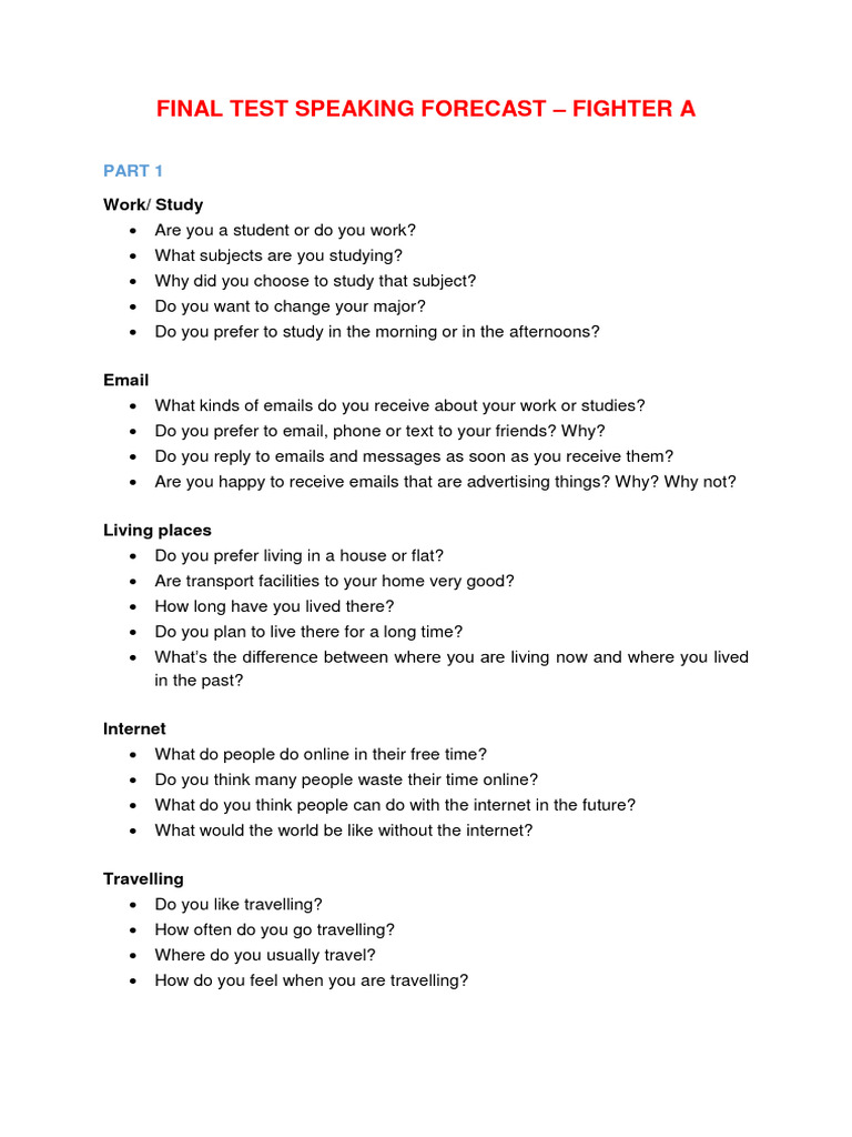IELTS Speaking Topics Forecast | PDF | Language Arts & Discipline ...
