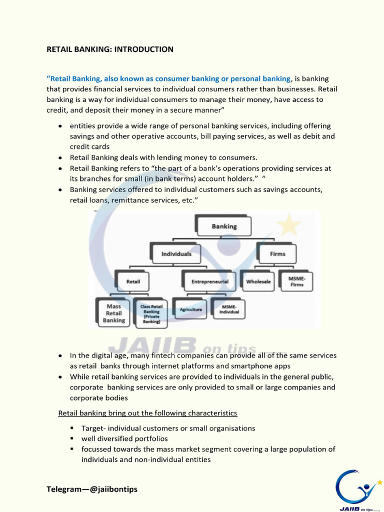 Retail Banking Introduction | PDF