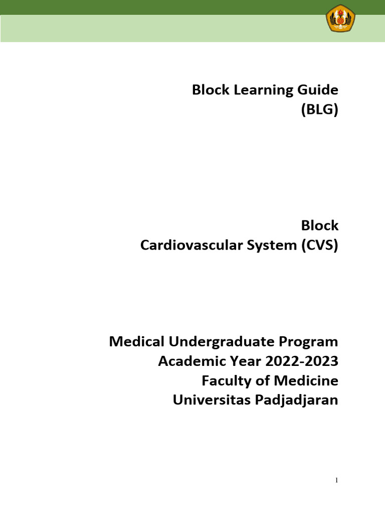 Block Learning Guide - CVS 2022-2023 - Final | PDF | Heart | Physical ...