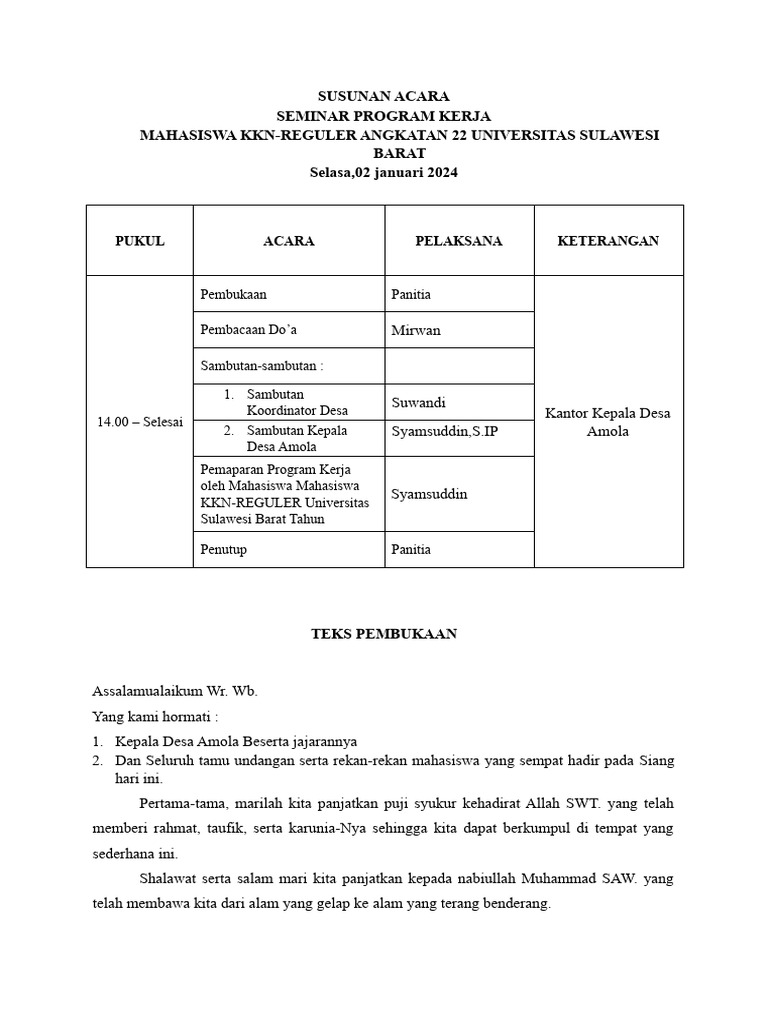 Susunan Acara Seminar | PDF