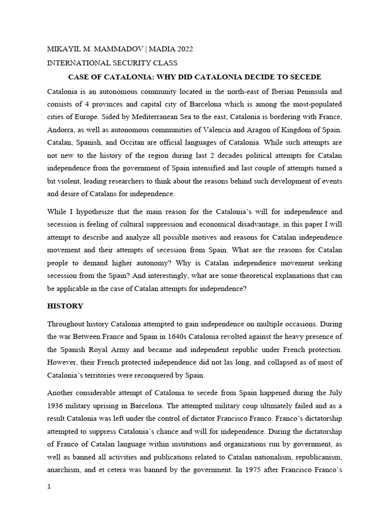 Catalonia Paper | PDF | Catalonia | Spain