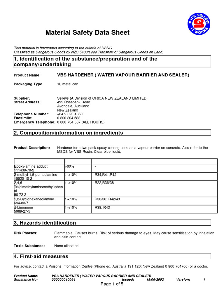 Msds 368 | PDF | Dangerous Goods | Occupational Safety And Health