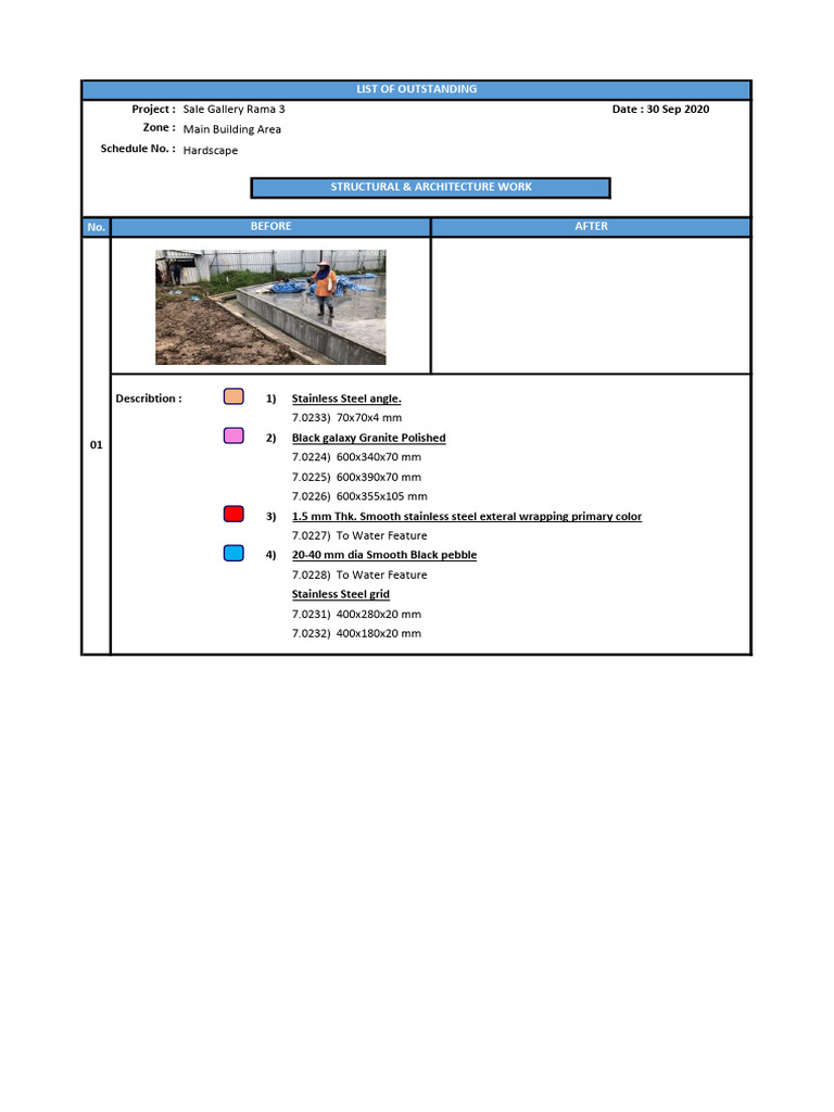 06 List of Outstanding Works | PDF | Architectural Elements | Building Engineering