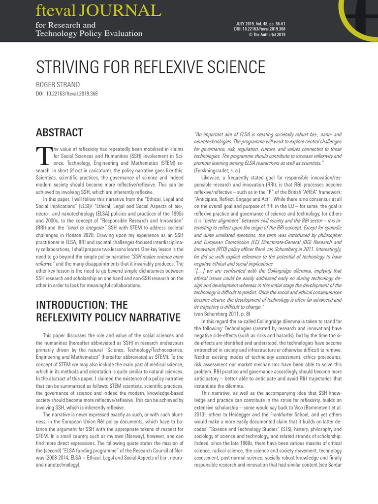 Striving For Reflexive Science - Roger Strand | Download Free PDF ...