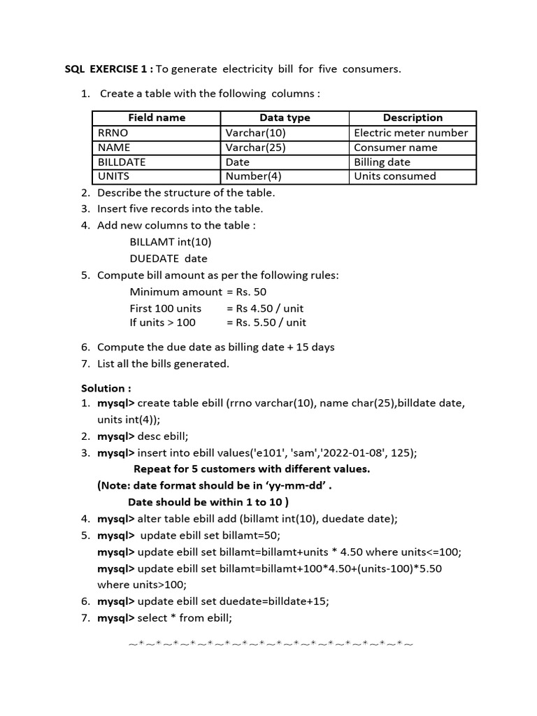 SQL Exercise 1&2 | PDF SQL Exercise 1&2 | PDF
