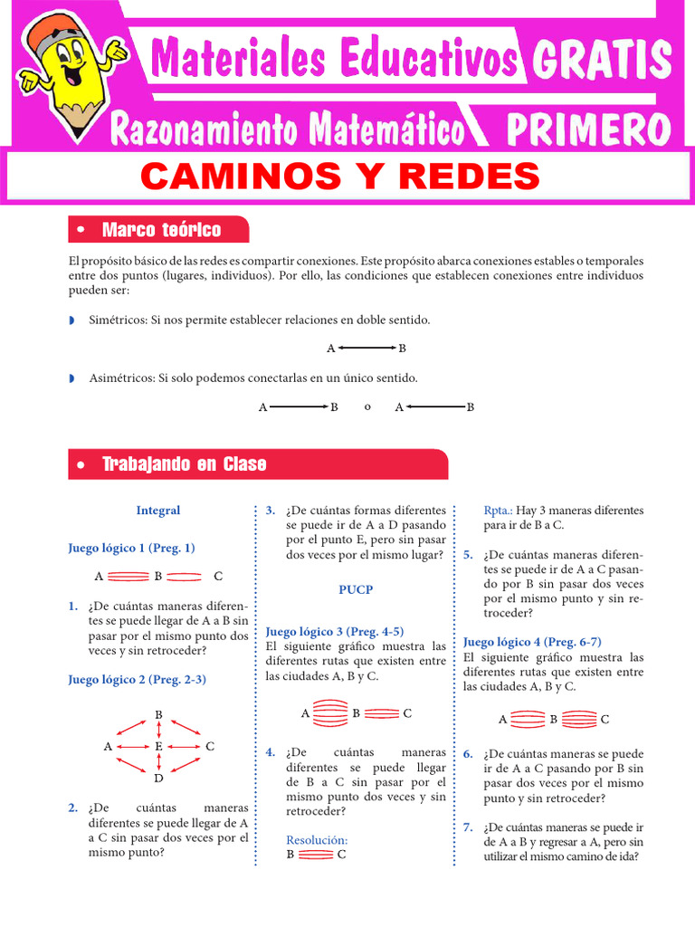 Caminos y Redes para Primer Grado de Secundaria 1 | PDF