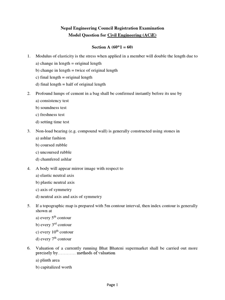 Nec Question Model | PDF | Beam (Structure) | Young's Modulus