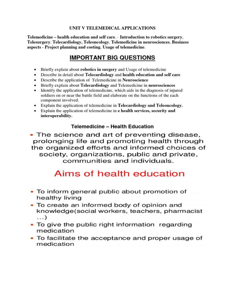 Unit 5 - Telehealth Technology Anna University | PDF | Computers | Technology & Engineering