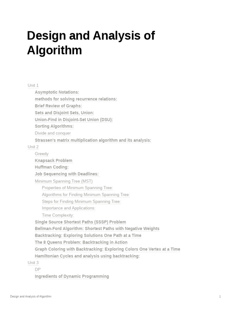 Design and Analysis of Algorithm: Unit 1 | PDF | Time Complexity | Mathematical Optimization