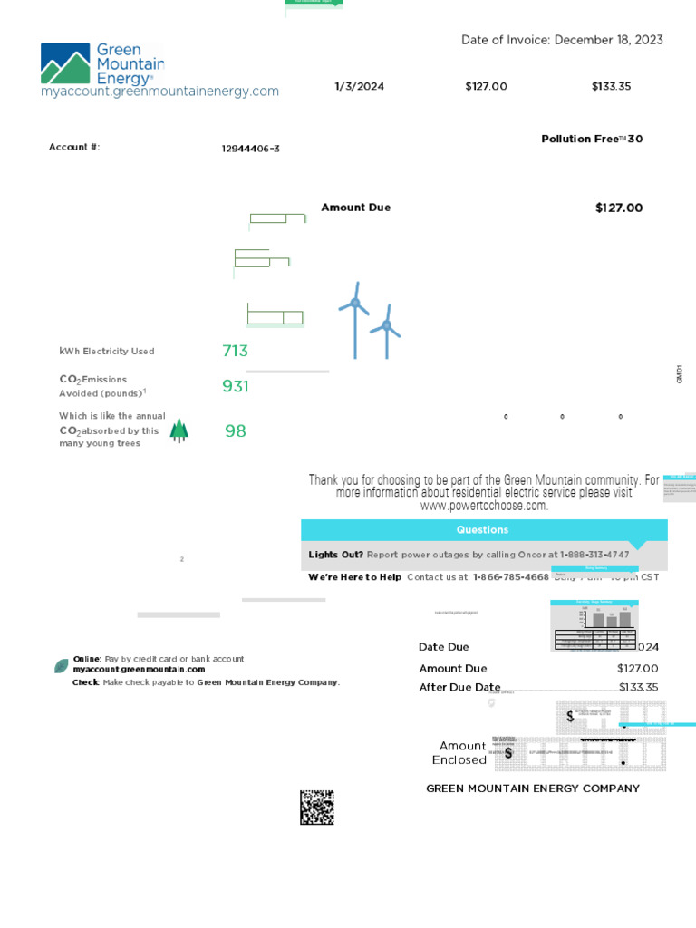 Green Mountain Energy Invoice | PDF