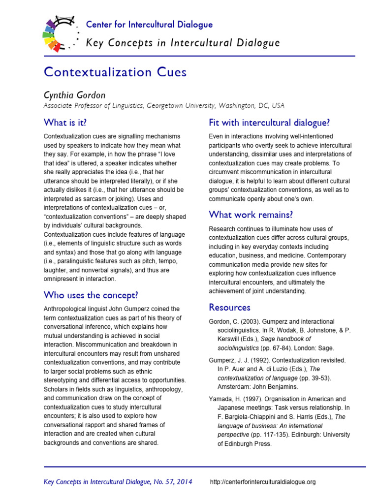 Key Concept Contextualization Cues | PDF