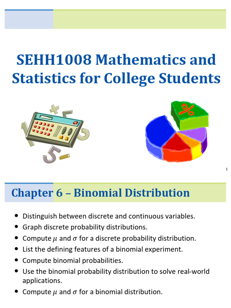 SEHH1008 Chapter 06 Binomial Distribution | PDF | Probability Distribution | Random Variable
