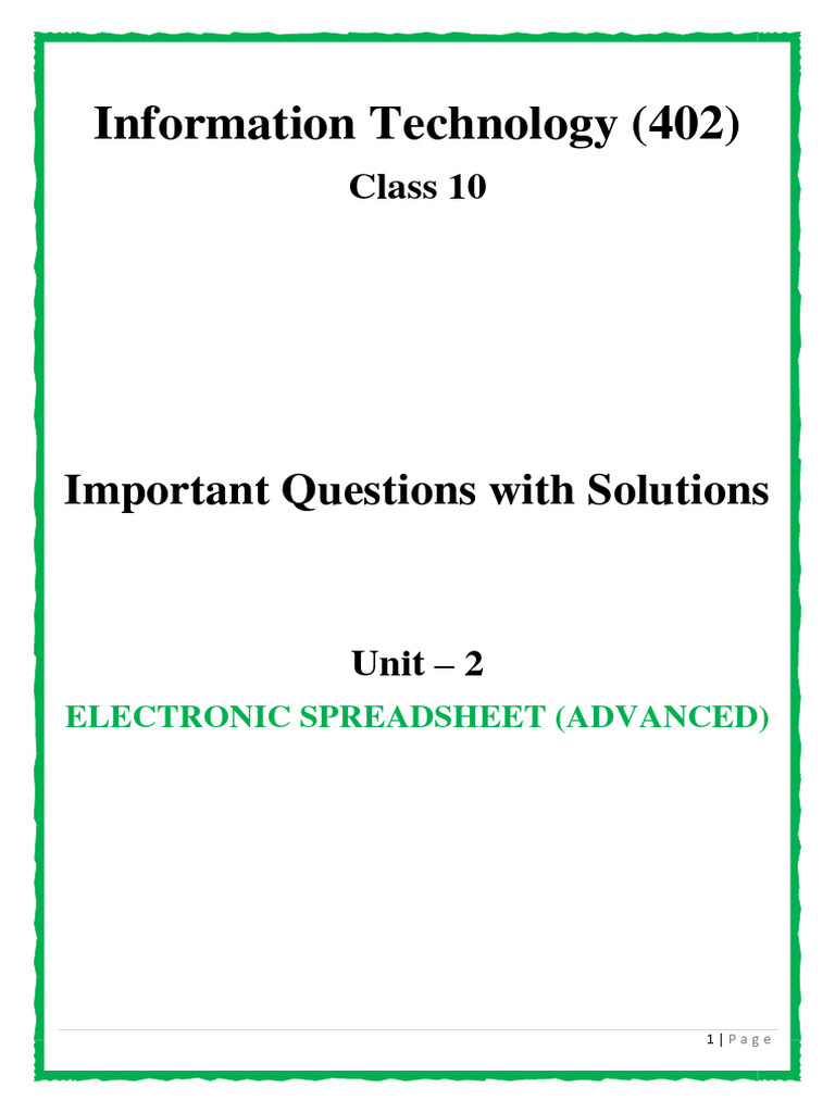 Unit - 2 Solved Questions | PDF | Spreadsheet | Worksheet