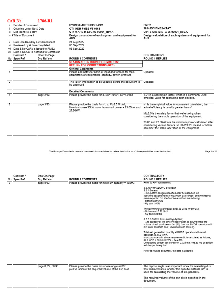 1786 CaRs R4 03 Jan 2024 Design Calculation of Each System and ...