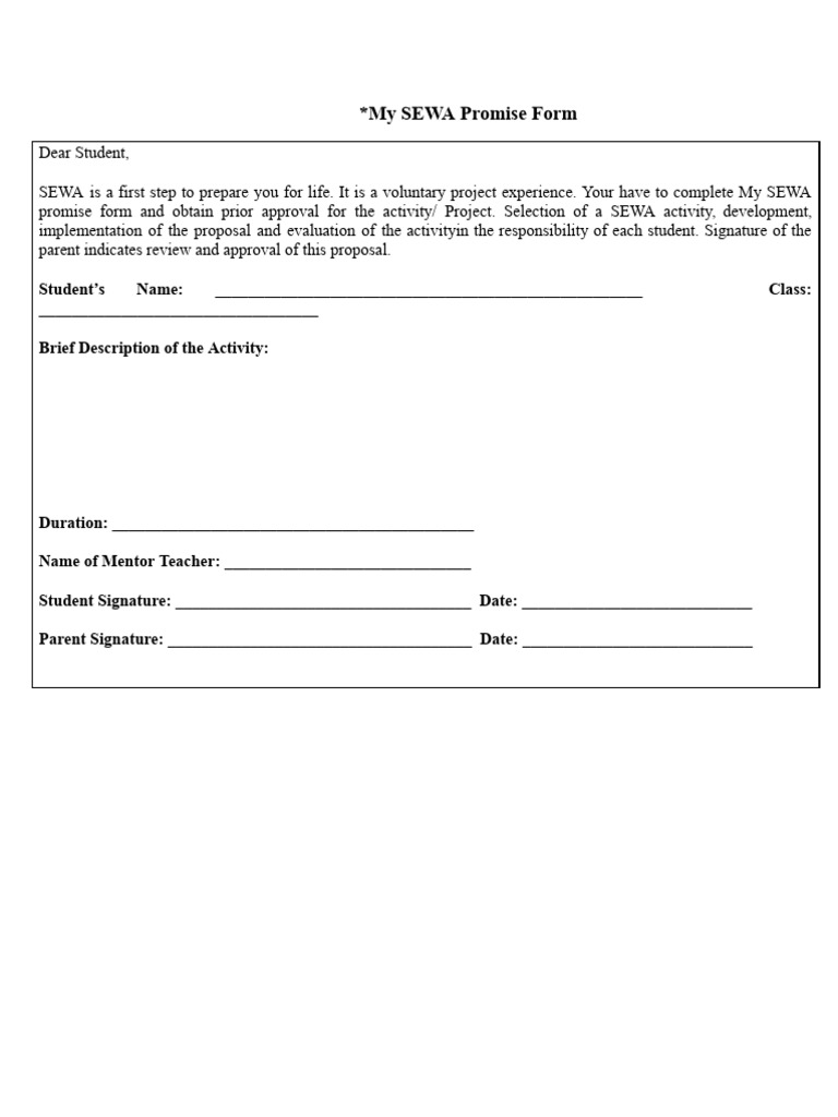(Template) My SEWA Promise Form (2) Bhumika | PDF | Business | Finance ...