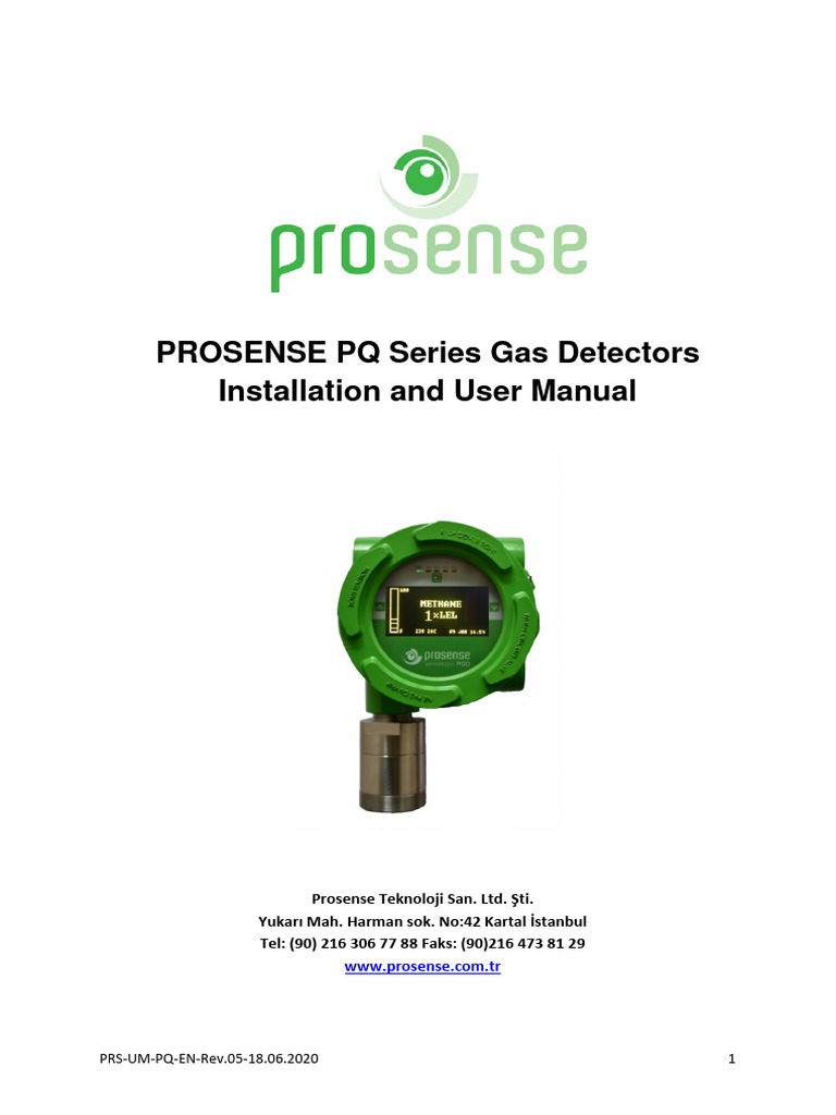 Prosense PQ Series Gas Detector Manual | PDF | Detector (Radio) | Sensor