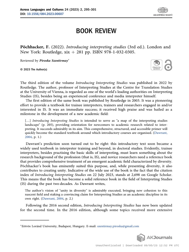 Introducing Interpreting Studies | PDF | Language Interpretation | Methodology