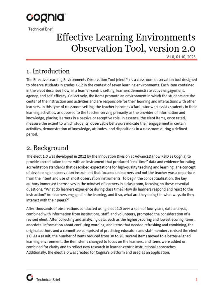 Eleot Technical Brief | PDF | Learning | Cognition