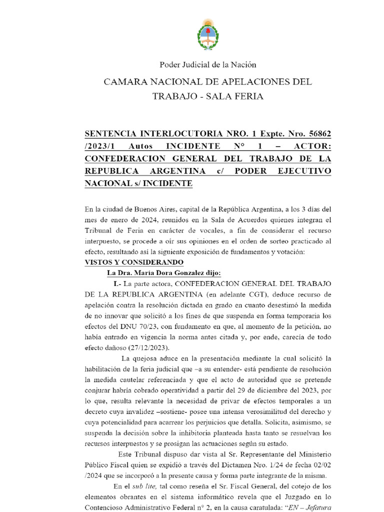 Cámara Nacional de Apelaciones Del Trabajo - DNU | PDF