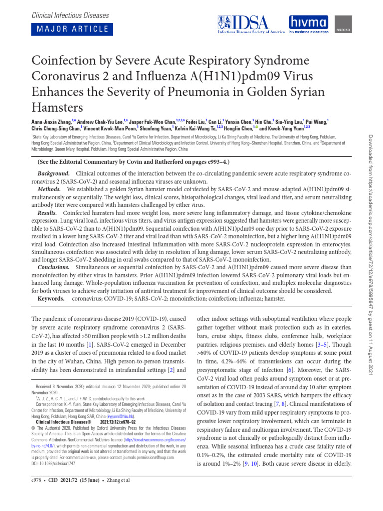 Cid 2021 June | PDF | Influenza A Virus Subtype H1 N1 | Influenza