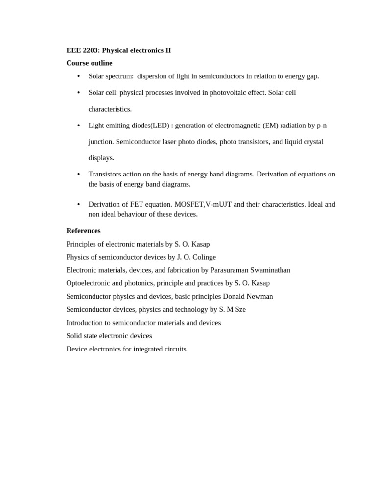 EEE2203 PHYSICAL ELECTRONICS II Lesson1 | PDF | Electronvolt | Nature