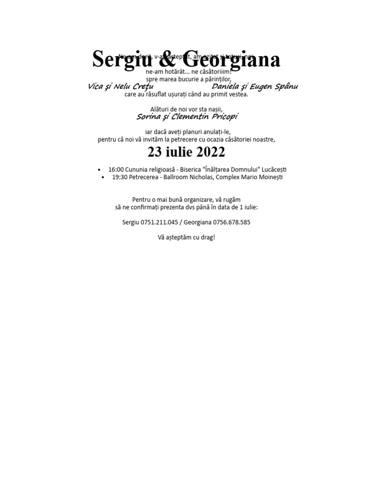 Text Invitatie | PDF