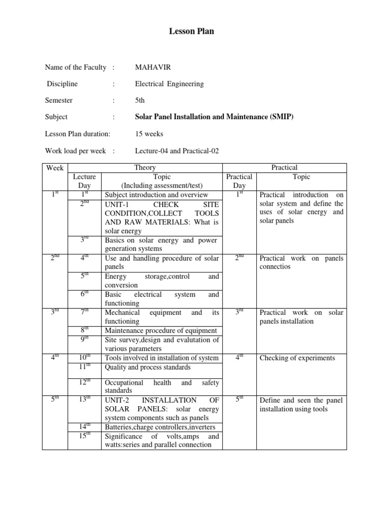 1668666838spim Lesson Plan 5th Electrical | Download Free PDF | Solar ...