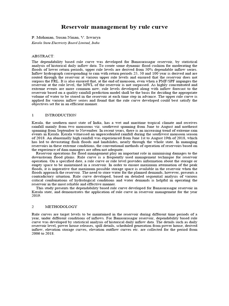 Rule Curve | PDF | Discharge (Hydrology) | Reservoir
