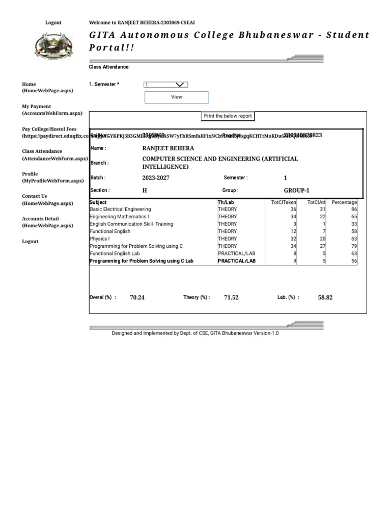 My Class Attendance | Download Free PDF | Engineering | Cognitive Science