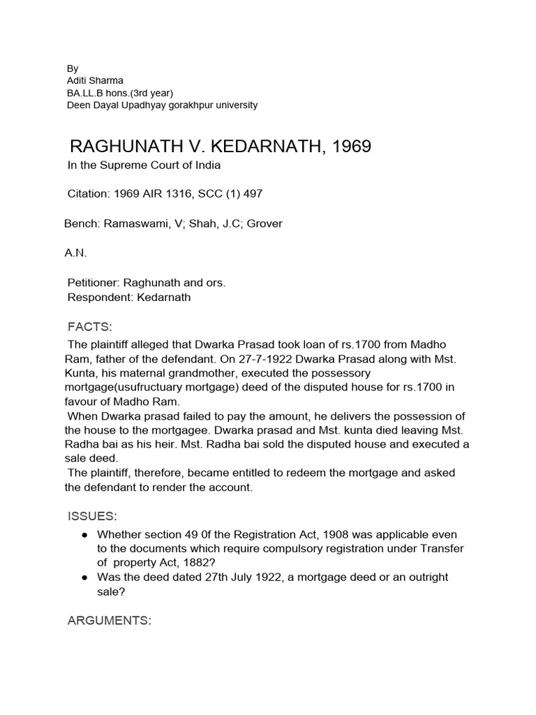 Raghunath v. Kedarnath | PDF