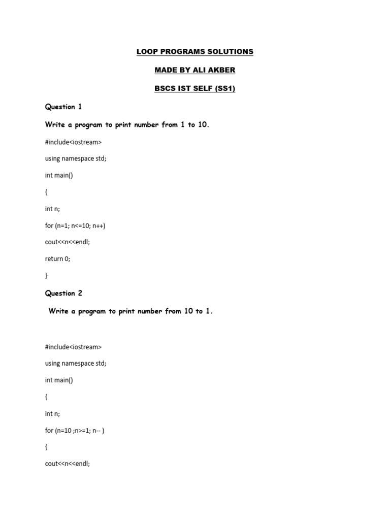 Loop Programs | PDF | Namespace | Computer Programming
