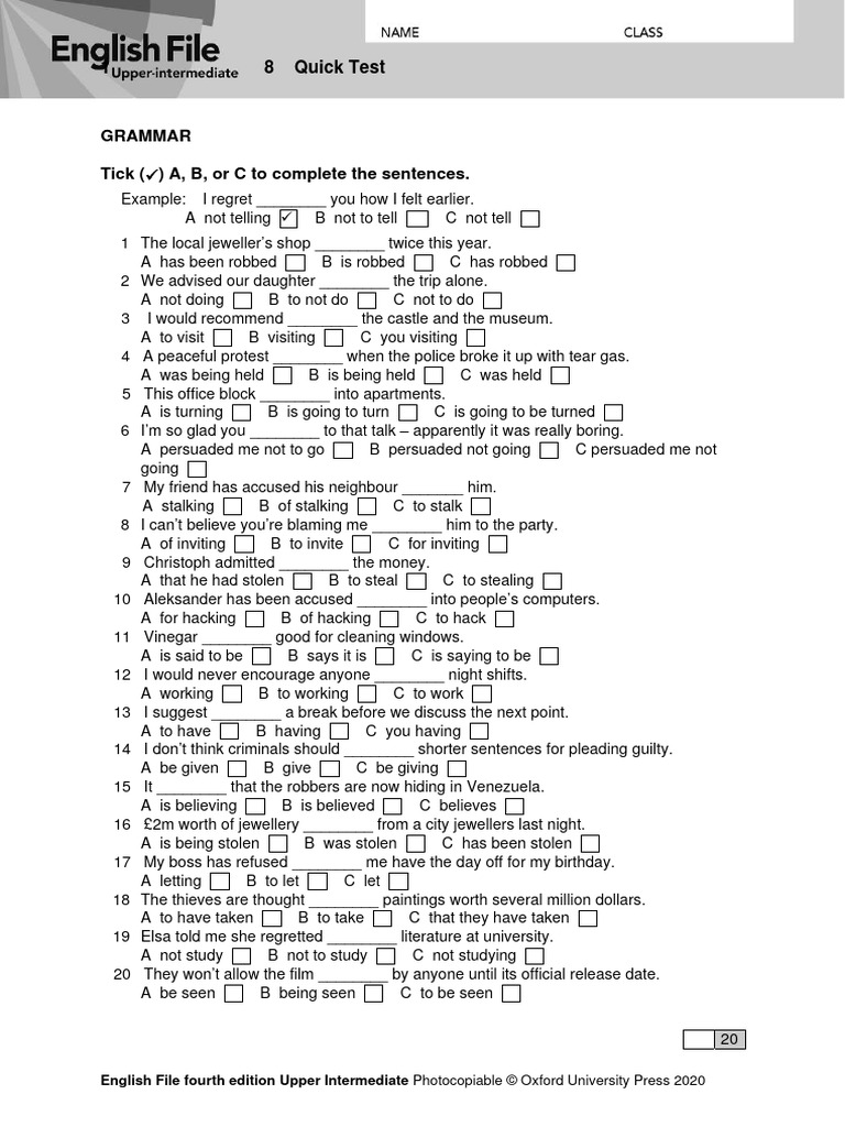 EF4e Uppint Quicktest 8 | PDF
