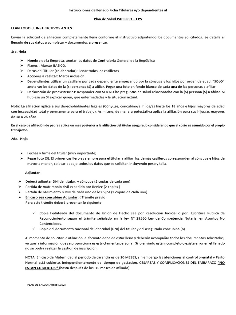 Instructivo Llenado Formato de Afiliación A La EPS | PDF