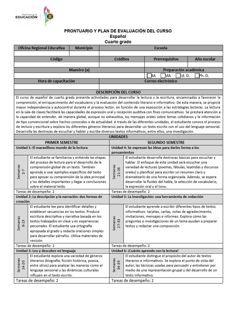 4TO Prontuario Cuarto Grado 2022 | PDF | Comunicación humana | Escritura