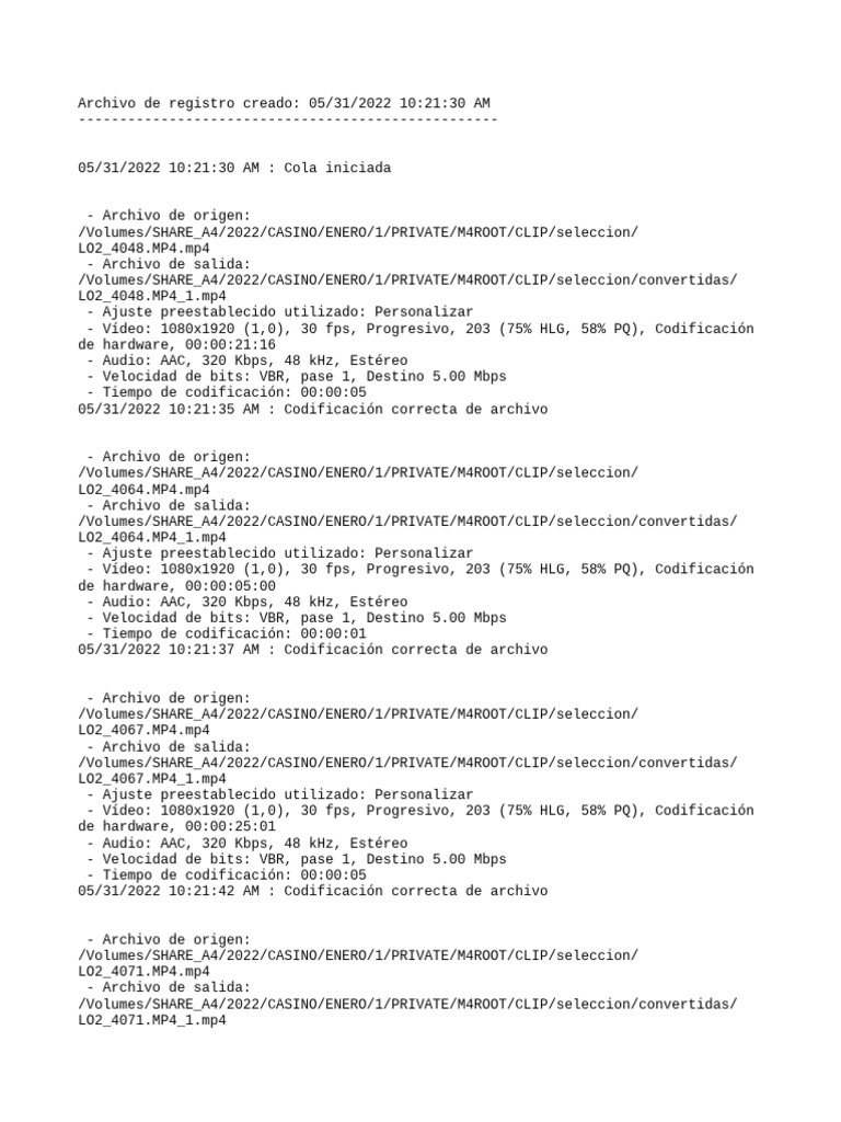 A Me Encoding Log | PDF | Vídeo | Telecomunicaciones