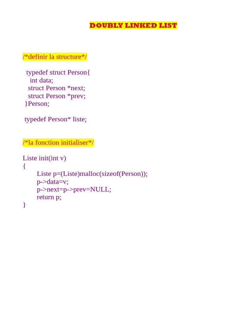 Doubly Linked List Implementation in C | PDF | Computers