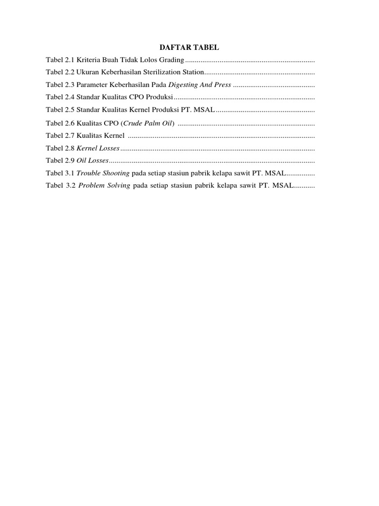 Daftar Tabel | PDF