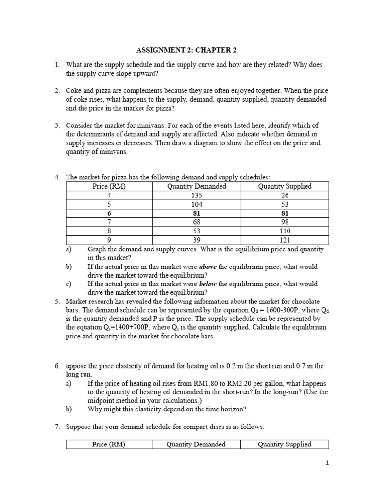 Assignment 2-Chapter 2-Question | PDF | Supply (Economics) | Demand