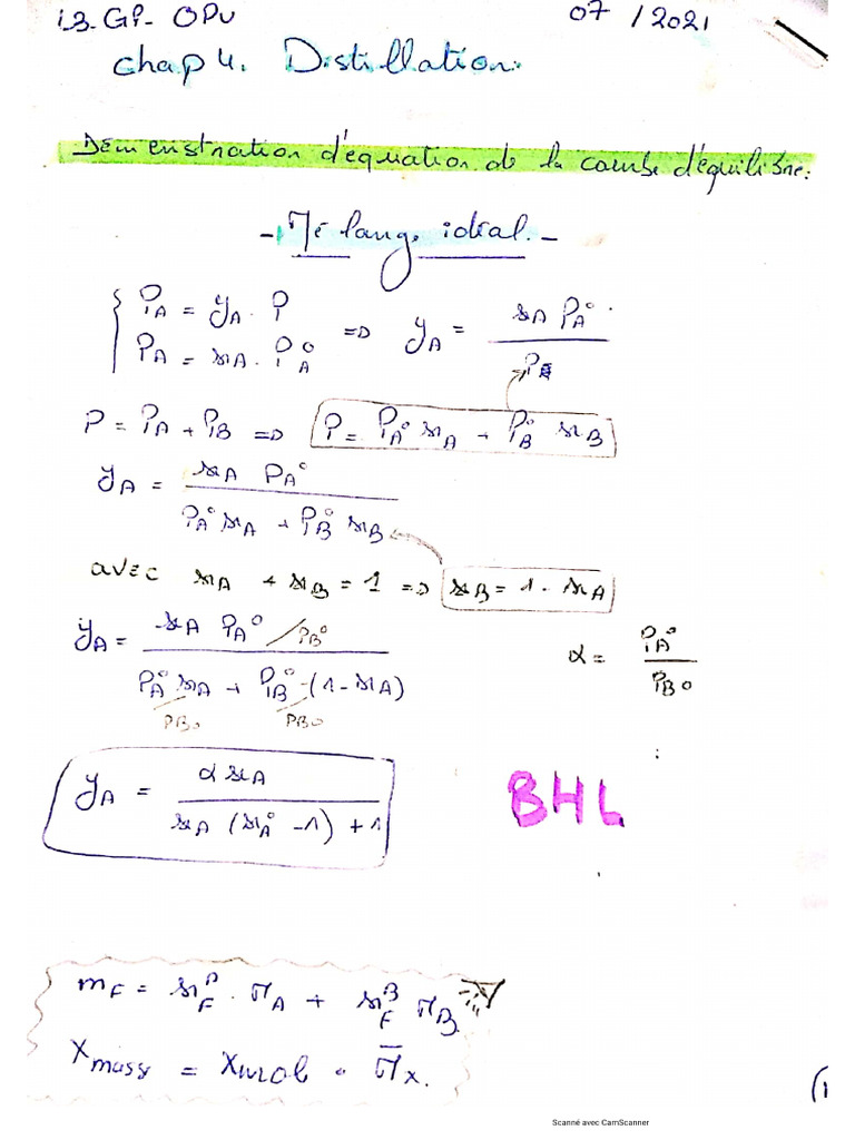 Résumé OPU BHL Chap 4 Distillation | PDF