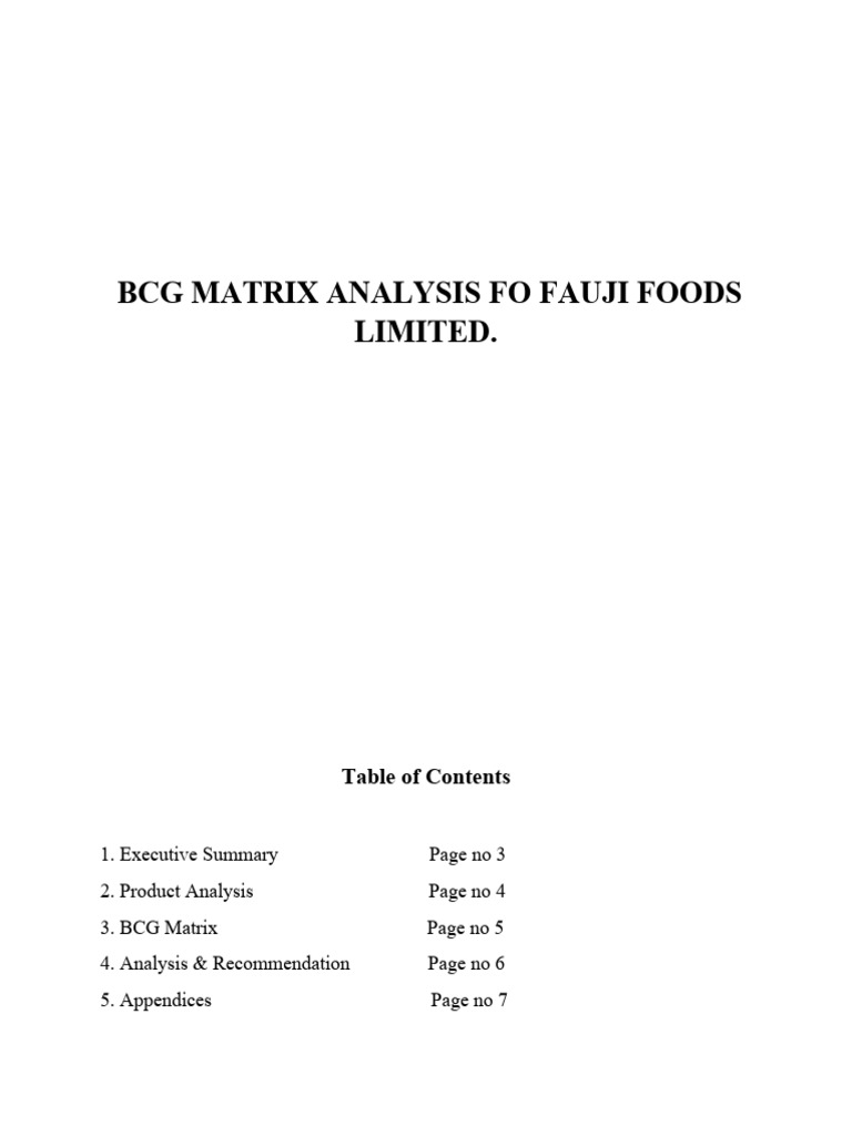 BCG Matrix Fauji Foods Ltd. | PDF