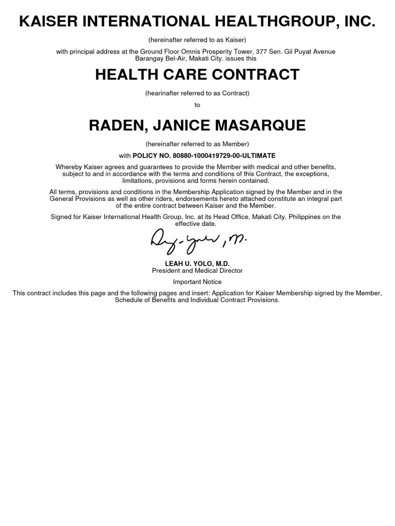 Kaiser Contract | PDF